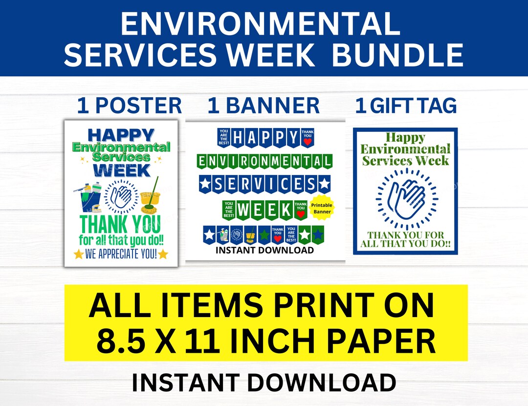 Environmental Services Week Printable Bundle, Environmental Services ...