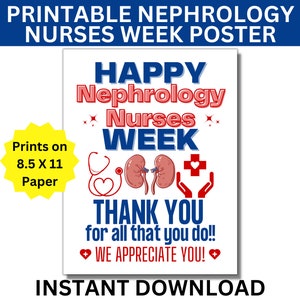 Nephrology Nurses Week Printable Poster Nephrology Nurses - Etsy