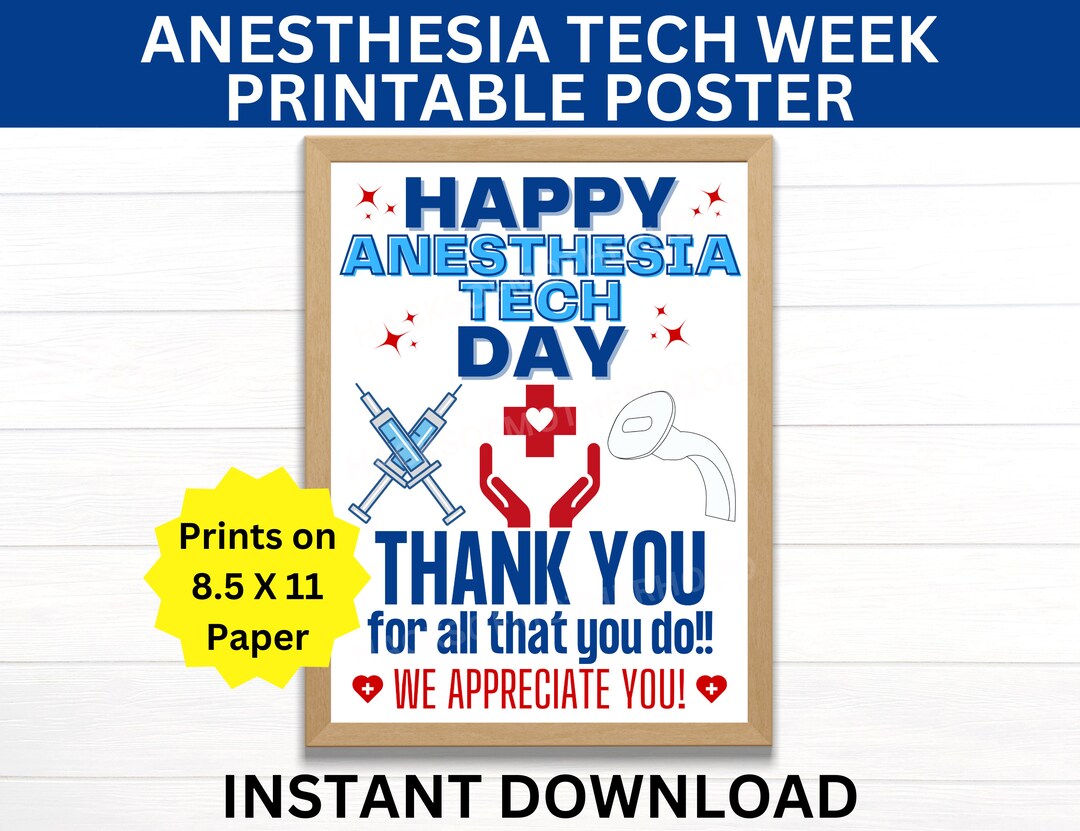 Anesthesia Tech Day Printable Poster, Anesthesia Technician Day Sign ...