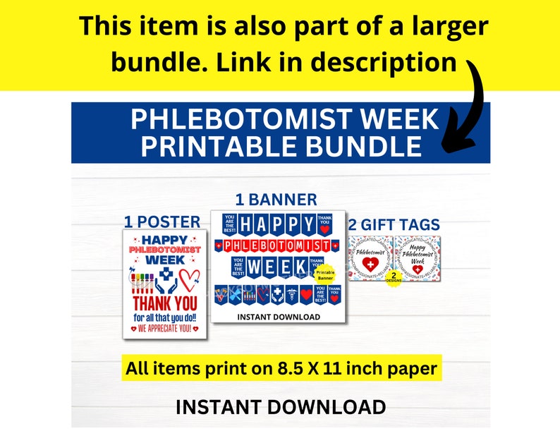 Phlebotomist Week Printable Poster Bundle, Phlebotomy Week Signs ...