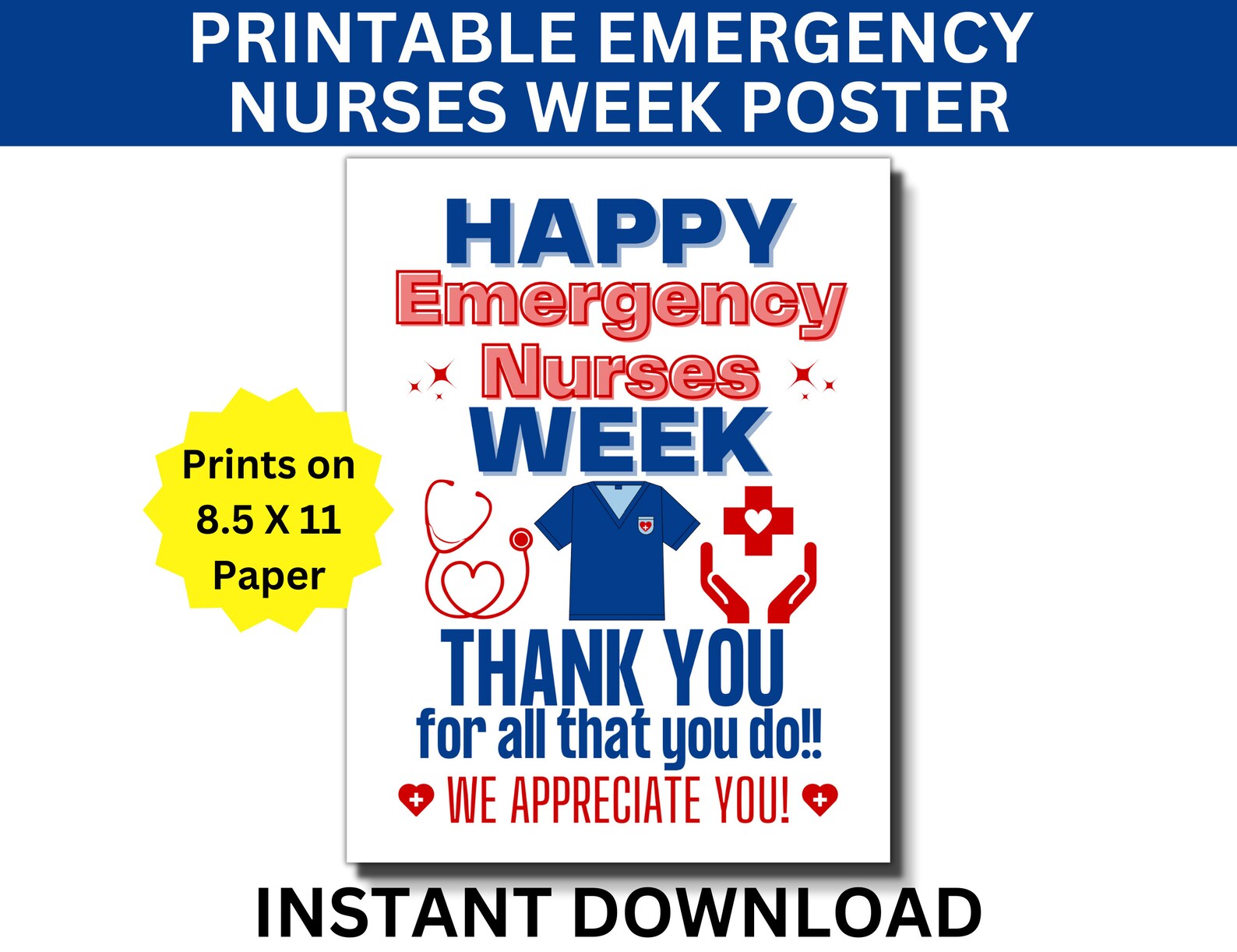 Emergency Nurses Week Printable Poster, ER Nurse Week Sign, Emergency ...