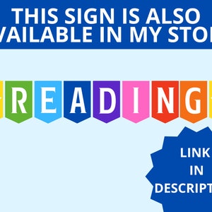 Reading Corner Banner Printable, Reading Corner Decoration Printable ...