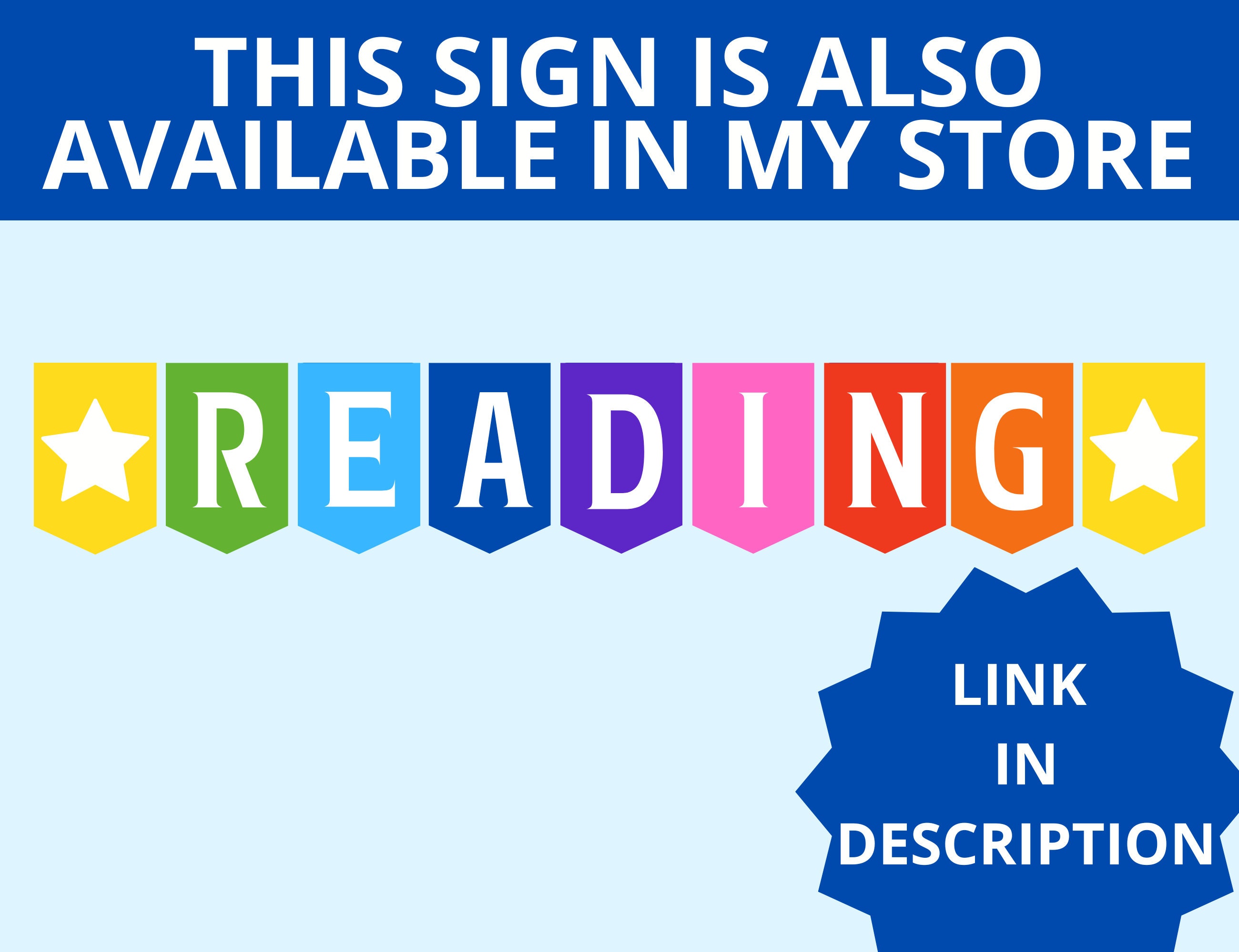 Reading Corner Banner Printable, Reading Corner Decoration Printable ...