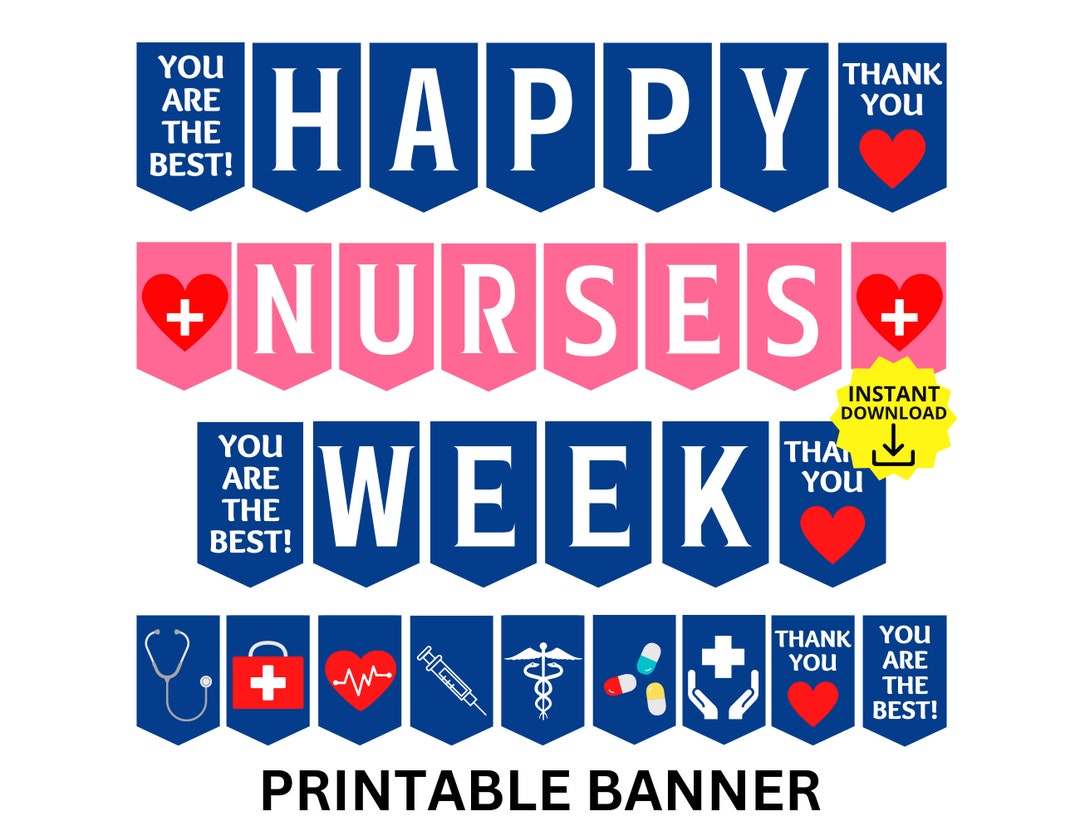 Nurses Week Printable Banner, Happy Nurses Week Sign, Nurse Appreciation Week, Nurse Decorations ...