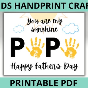 Papa Father's Day Handprint Art Printable, Papa Handprint Kids Craft ...