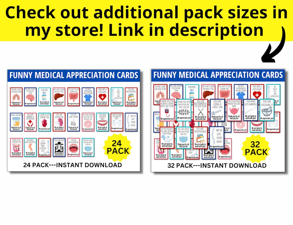 Funny Medical Appreciation Cards 8 Pack Medical Pun Cards - Etsy