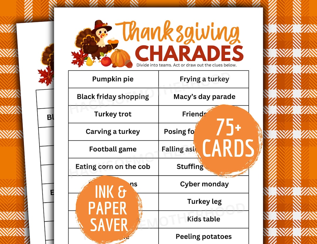 Thanksgiving Party Printable Game, Thanksgiving Charade, Thanksgiving ...