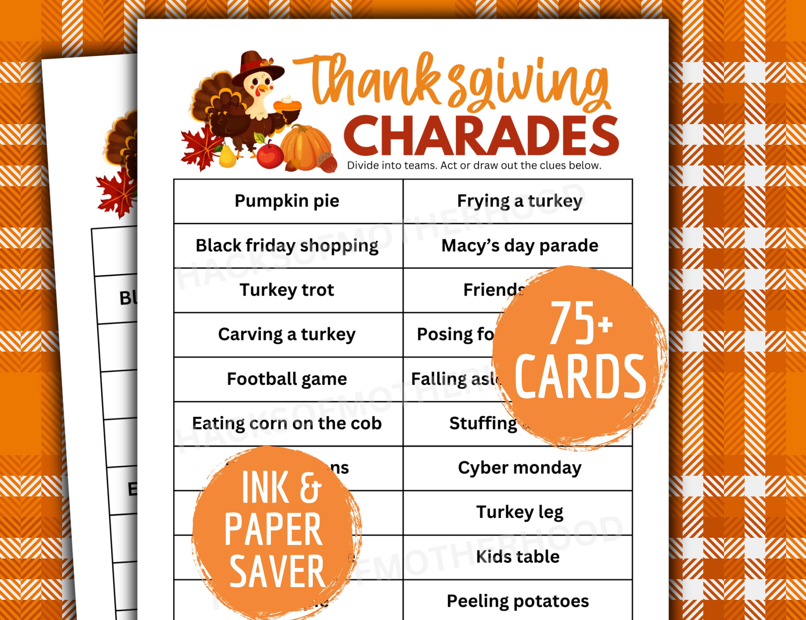 Thanksgiving Party Printable Game, Thanksgiving Charade, Thanksgiving ...