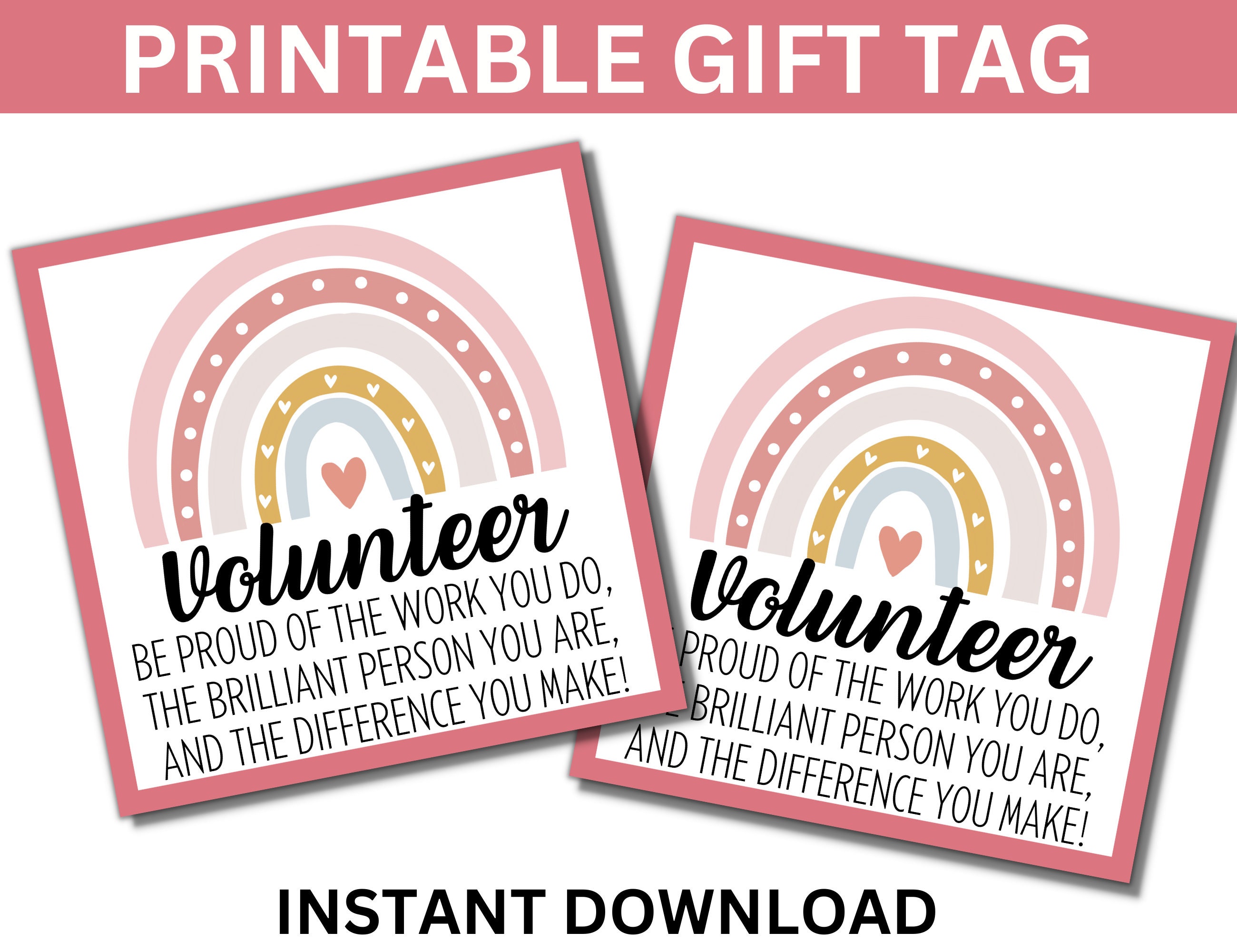 Volunteer Printable Gift Tag, Volunteer Gift, Volunteer Appreciation ...