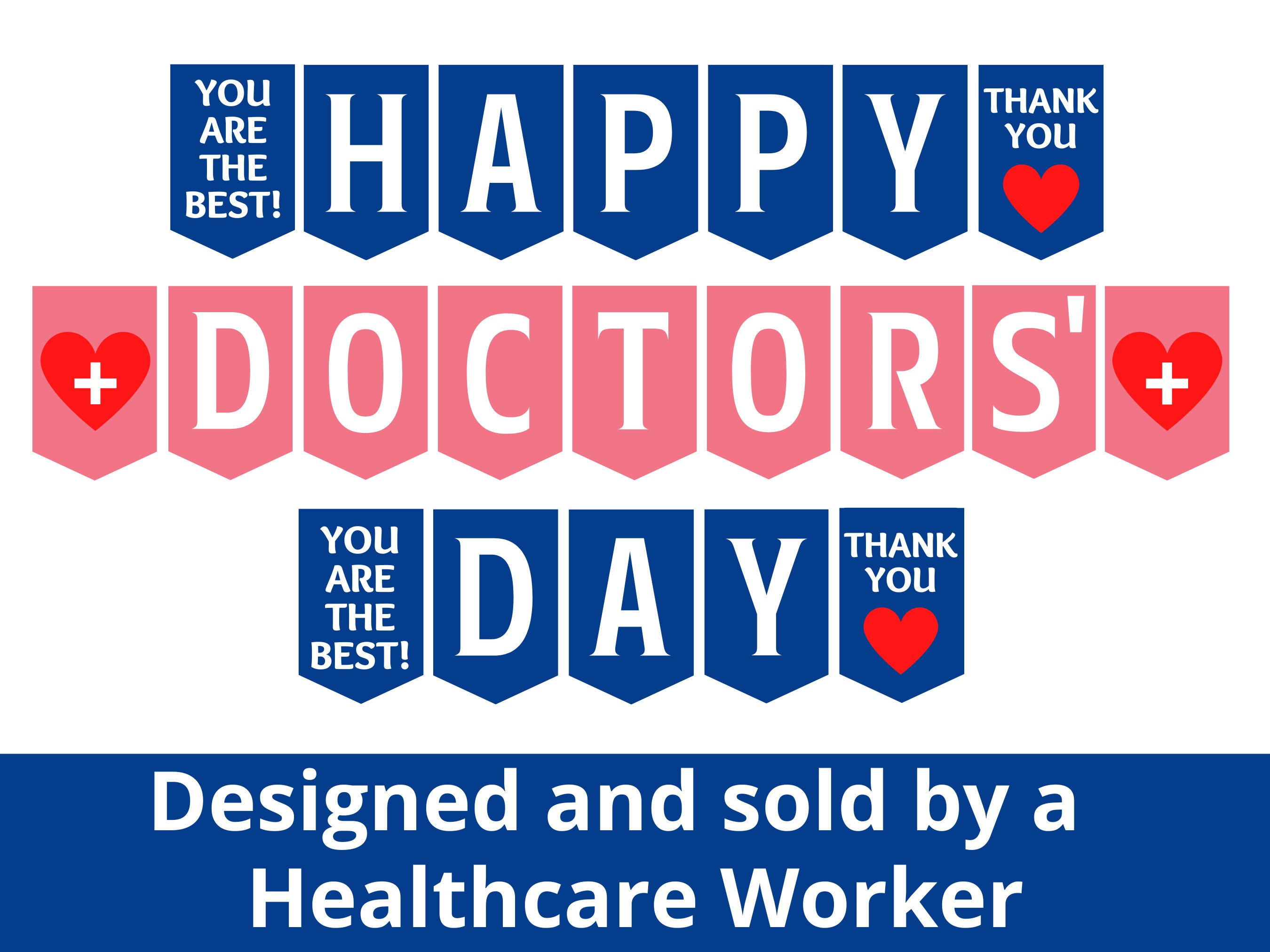 Doctors Day Printable Banner, Happy Doctors Day Sign, Women Doctor ...