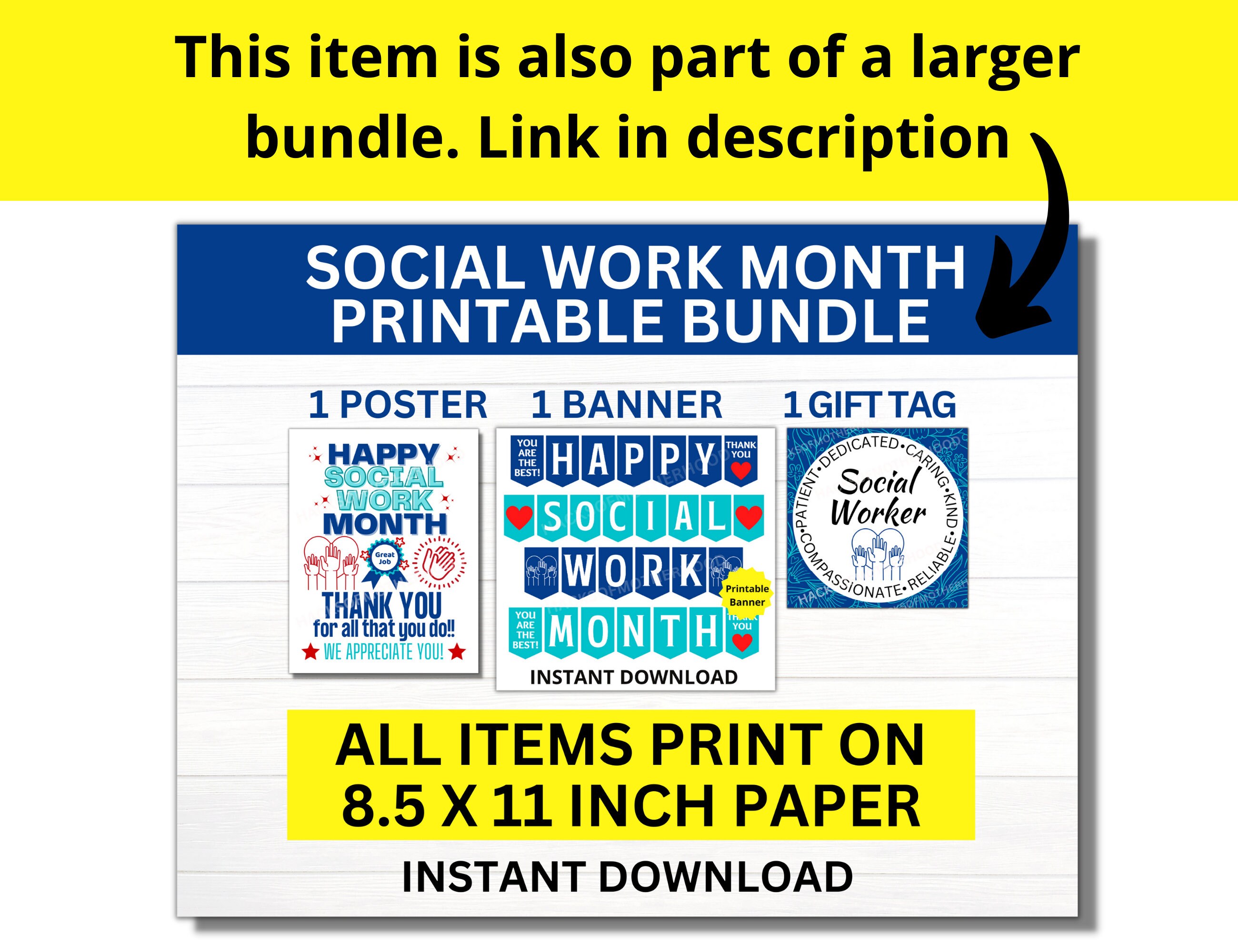 Social Work Month Printable Banner, Happy Social Work Month Sign ...