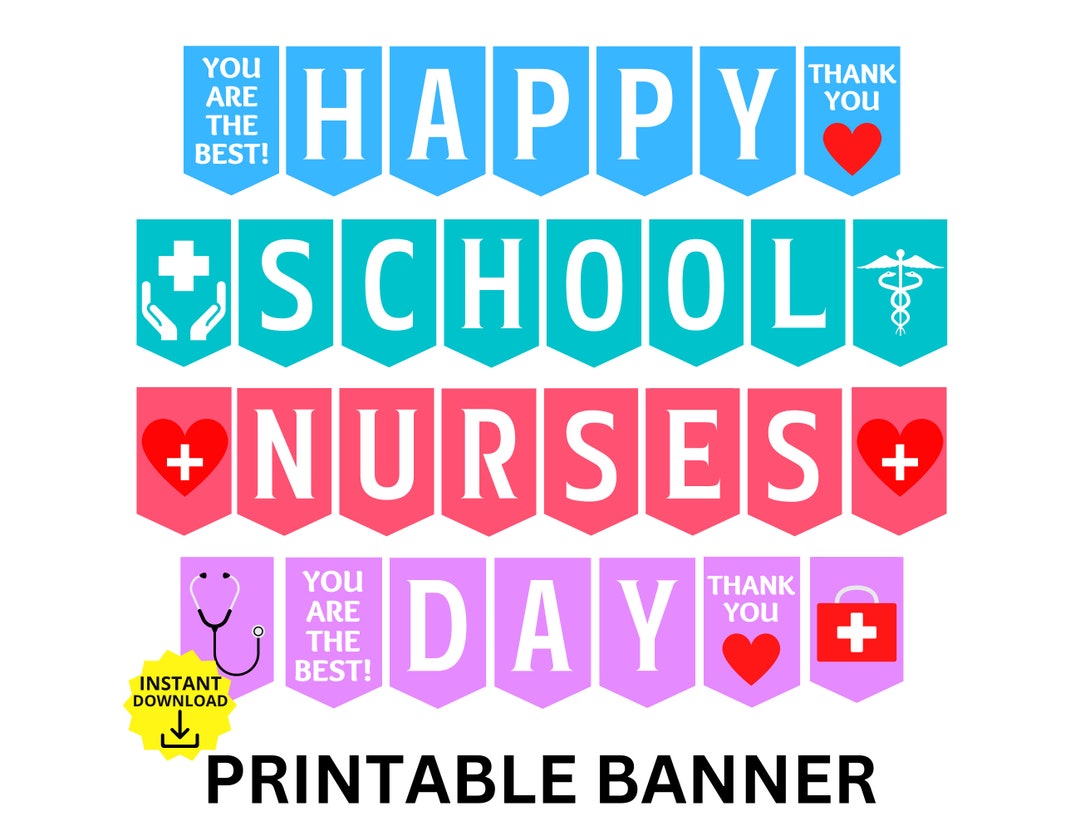 School Nurses Day Printable Banner, School Nurse Gift, Nurse Thank You ...