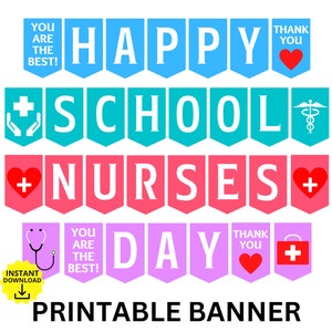 School Nurses Day Printable Banner, School Nurse Gift, Nurse Thank You ...