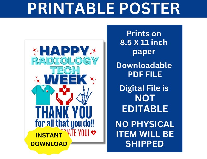 Rad Tech Week Printable Bundle, Radiologic Tech Week, Rad Tech ...
