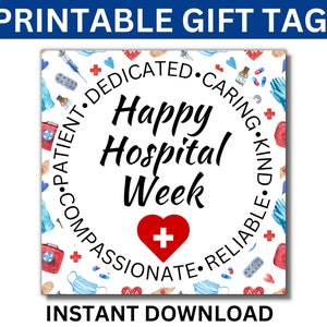 Hospital Week Printable Gift Tags, Hospital Week Gift, Hospital ...