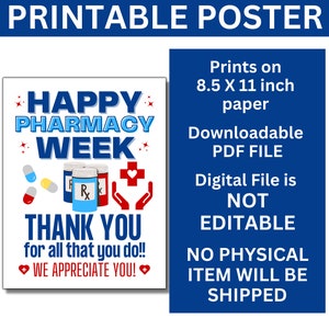 Pharmacy Week Printable Poster, Happy Pharmacy Week Sign, Pharmacist ...