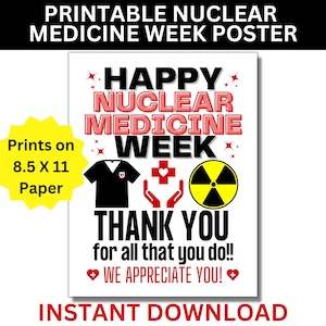 Nuclear Medicine Week Printable Poster, Happy Nuclear Medicine Week ...