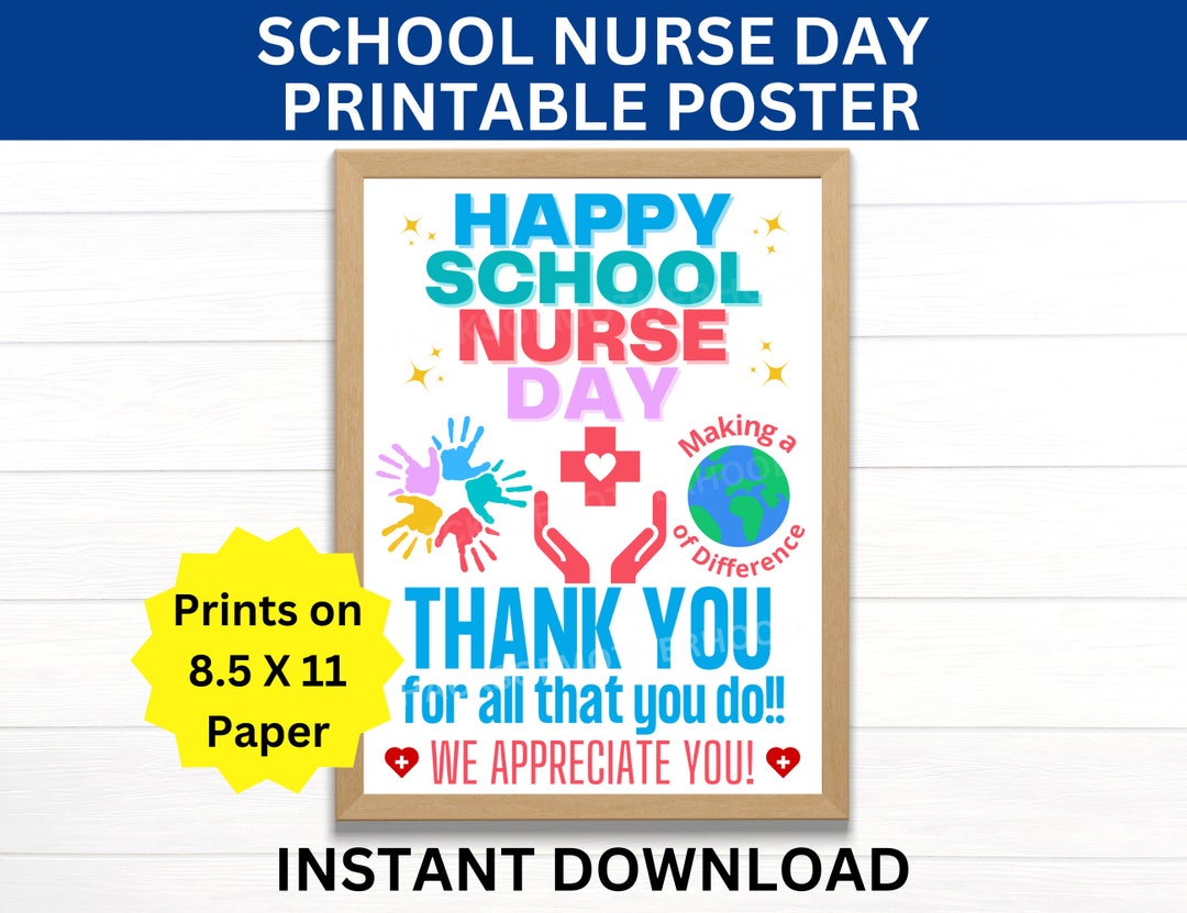 School Nurses Day Printable Poster, School Nurse Gift, Nurse Thank You ...