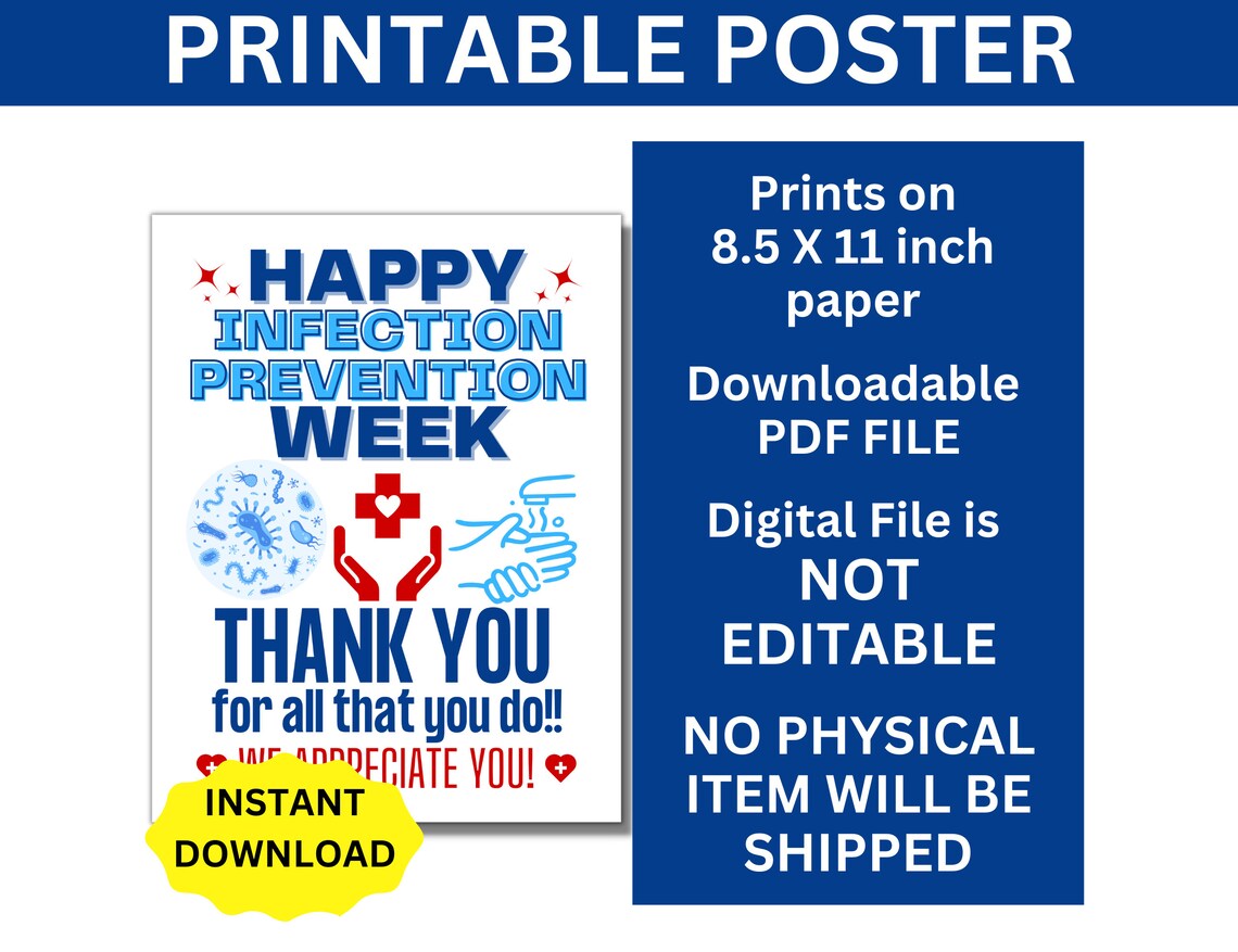 Infection Prevention Week Printable Poster, Happy Infection Prevention ...
