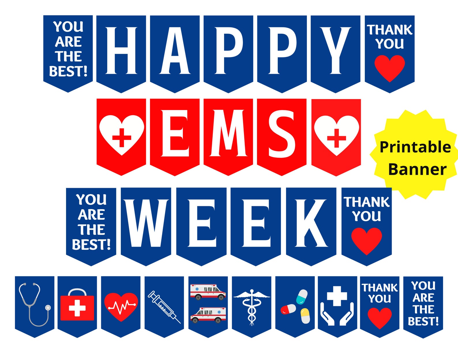 EMS Week Printable Banner Emergency Medical Services Sign - Etsy