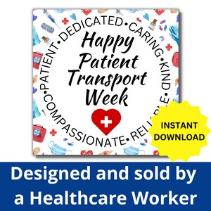 Patient Transport Week Printable Gift Tag, Happy Patient Transporter ...