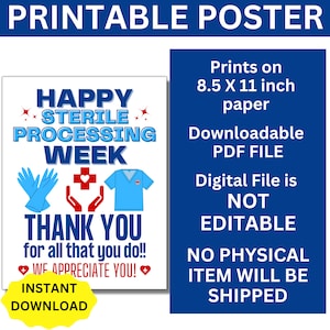 Sterile Processing Week Printable Poster, SPD Week, Central Service ...