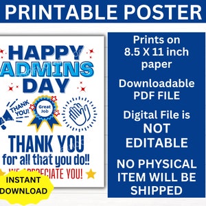 Administrative Professionals Day Printable Poster, Administrative ...