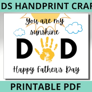 Father's Day Handprint Art Printable, Dad Handprint Kids Craft, Father ...