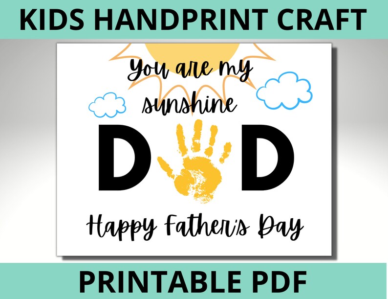 Father's Day Handprint Art Printable Dad Handprint Kids | Etsy