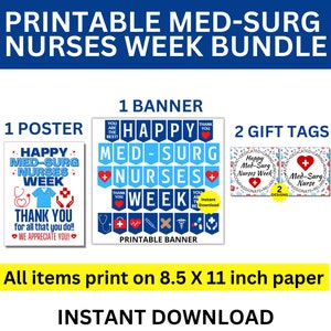 Medical Surgical Nurses Week Printable Bundle, Med-surg Nurses Week ...