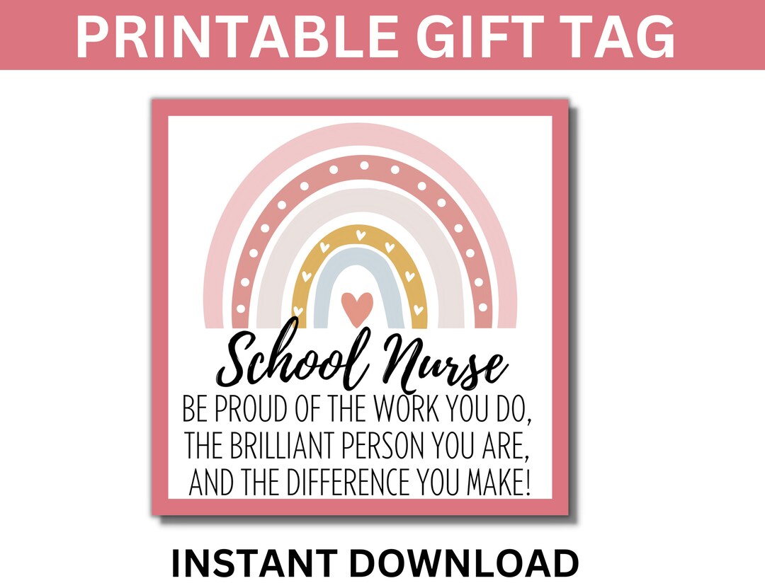 School Nurses Week Printable Gift Tag, School Nurse Gift, Nurse Thank ...
