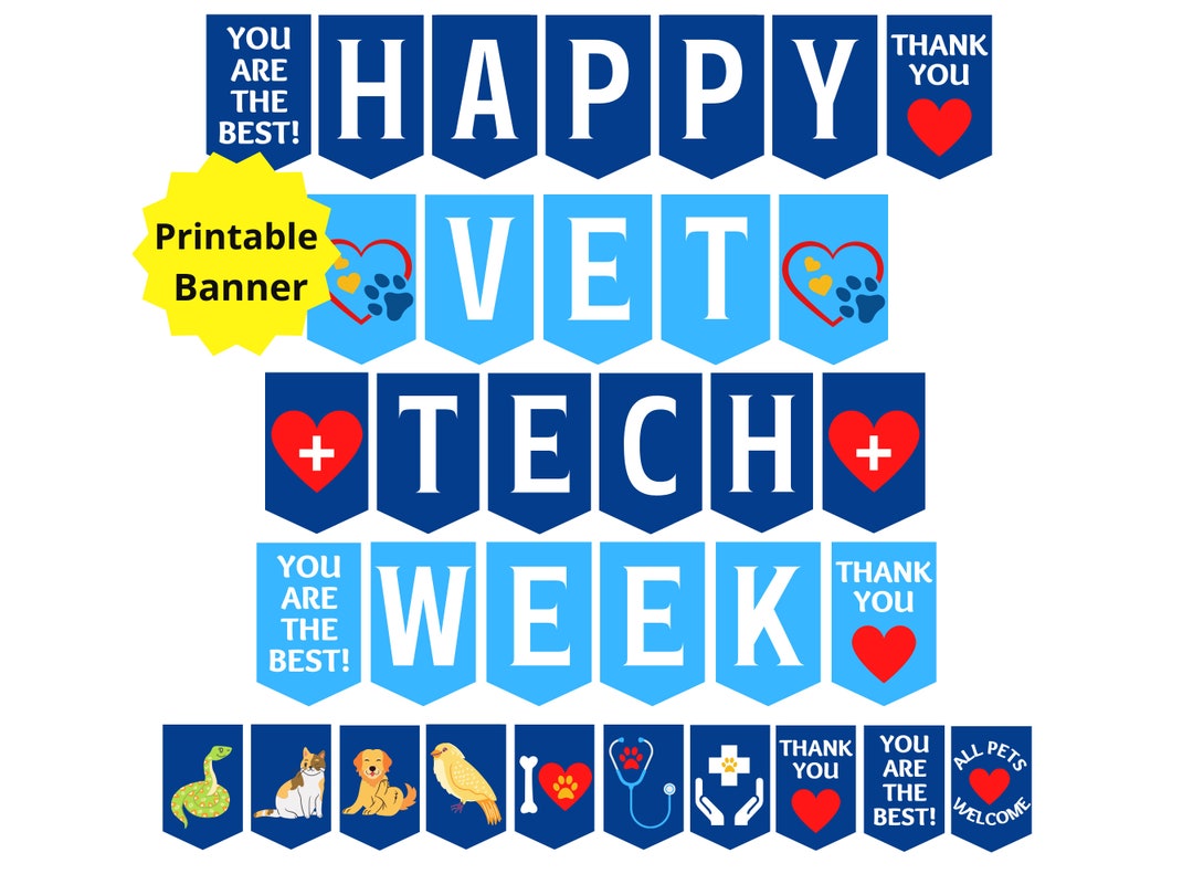 Veterinary Technician Printable Banner, Happy Vet Tech Sign, Veterinary ...