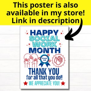 Social Work Week Printable Poster, Happy Social Work Week Sign, Social ...