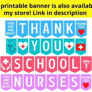 School Nurses Day Printable Banner, School Nurse Gift, Nurse Thank You ...