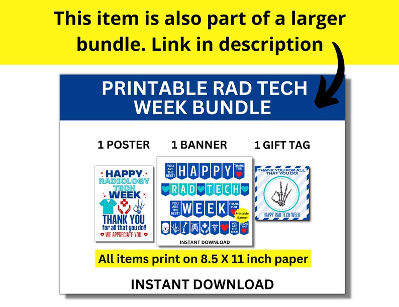Rad Tech Week Printable Gift Tags, Radiology Tech Week Tags, Rad Tech ...