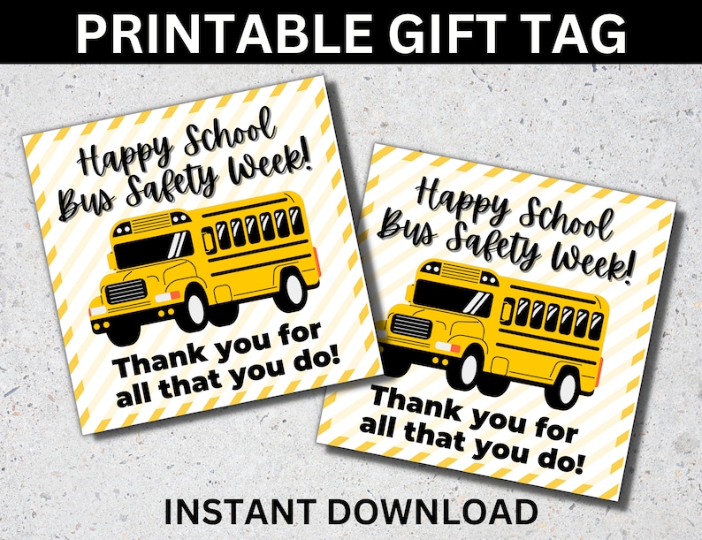 School Bus Safety Week Printable Gift Tags School Bus Safety - Etsy