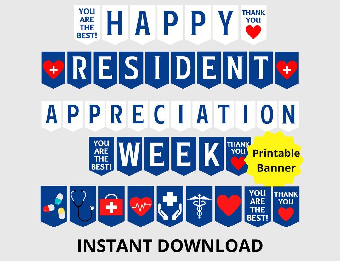 Resident Week Printable Banner, Happy Resident Week Sign, Resident ...