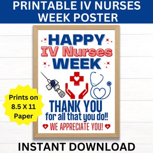IV Nurses Week Printable Poster, Infusion Nurse Appreciation Week Sign ...