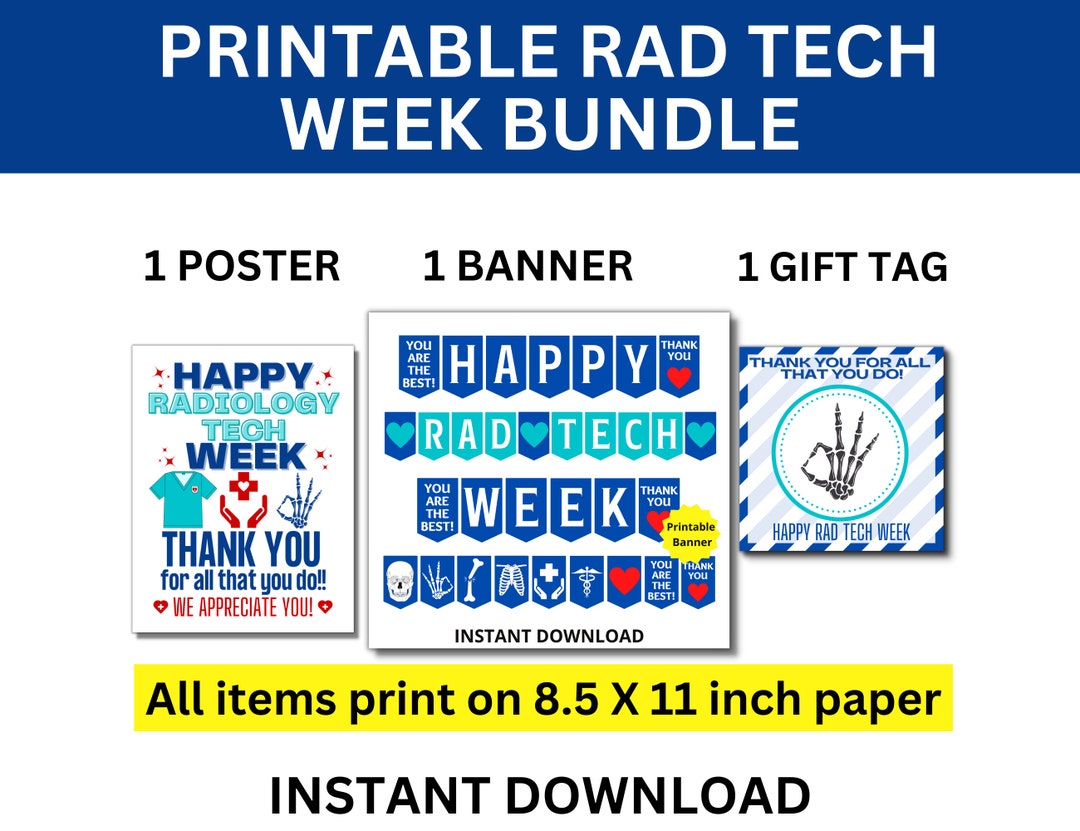 Rad Tech Week Printable Bundle, Radiologic Tech Week, Rad Tech ...