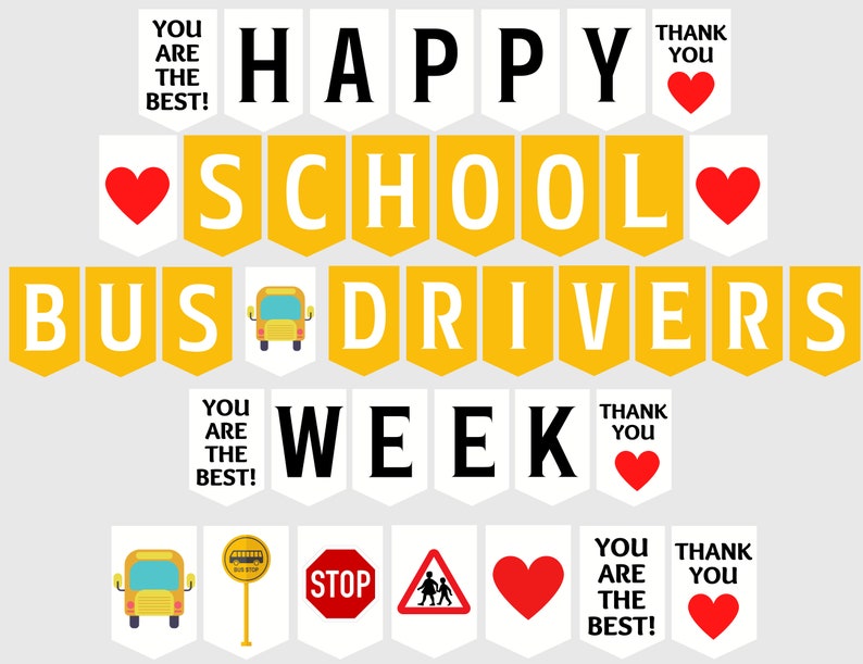 Bus Driver Appreciation Week Printable Banner School Bus - Etsy