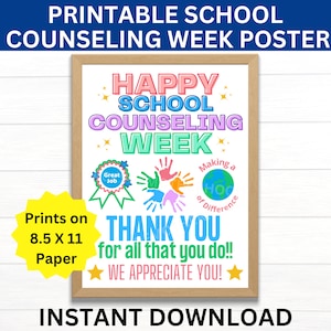 Happy School Counseling Week Printable Poster, School Counselor Week ...