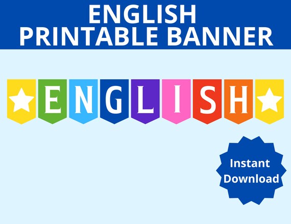 English Banner Printable English Classroom Banner English - Etsy