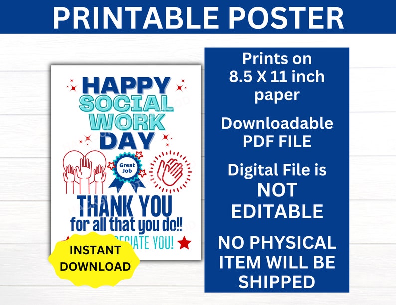Social Work Week Printable Bundle, Happy Social Work Week Sign, School ...