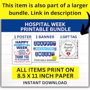 Hospital Week Printable Poster, Hospital Week Sign, Hospital ...