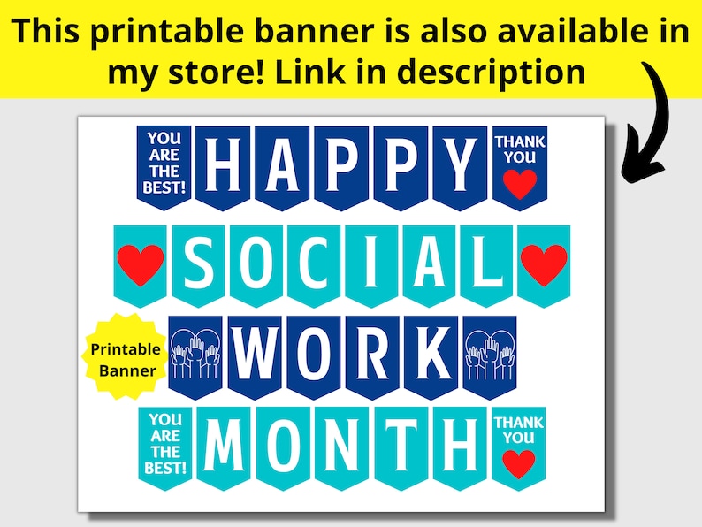 Social Work Day Printable Banner Happy Social Work Day Sign - Etsy