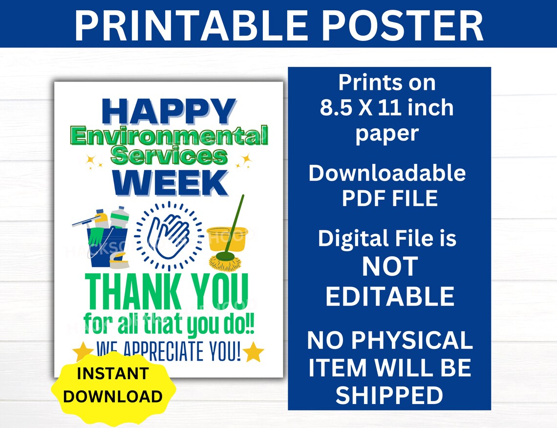 Happy Environmental Services Week Printable Poster, Environmental ...