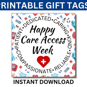 Care Access Professionals Week Printable Gift Tags, Care Access Week ...