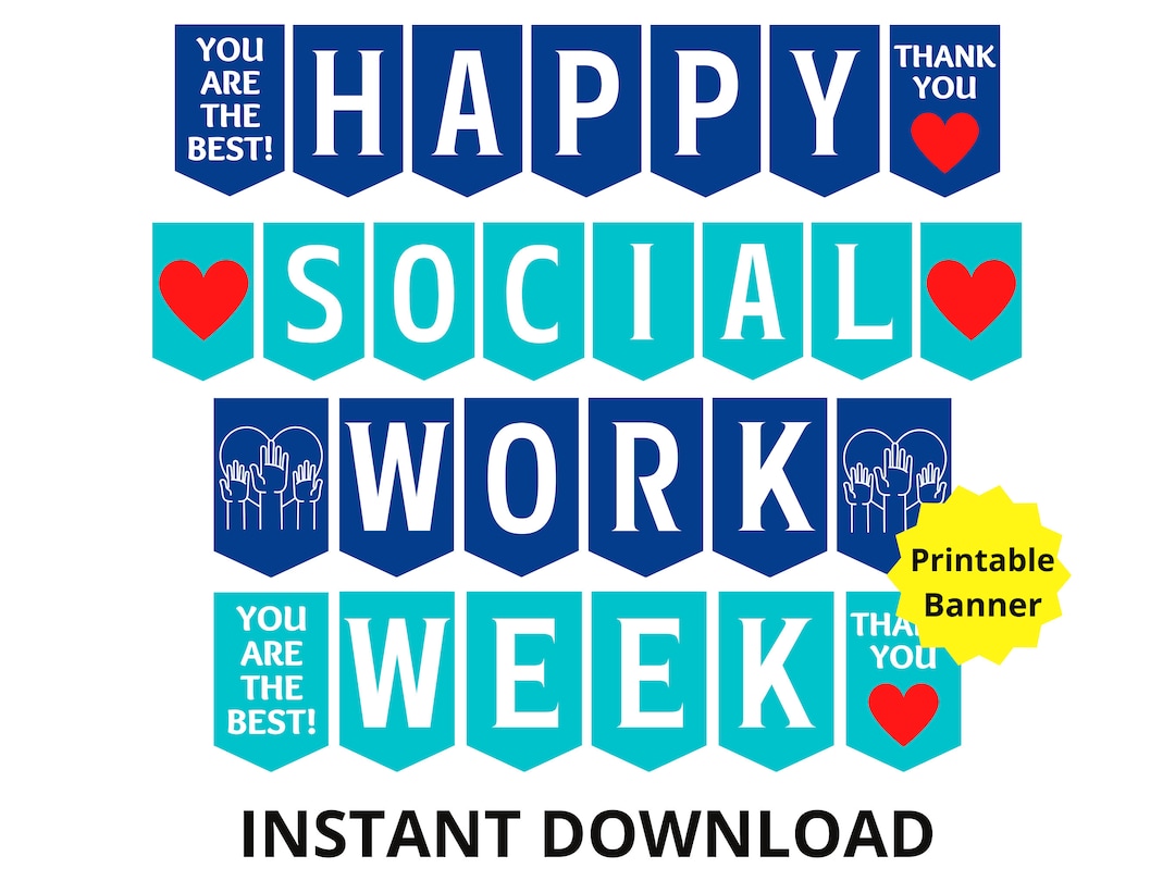 Social Work Week Printable Banner, Happy Social Work Week Sign, Social ...
