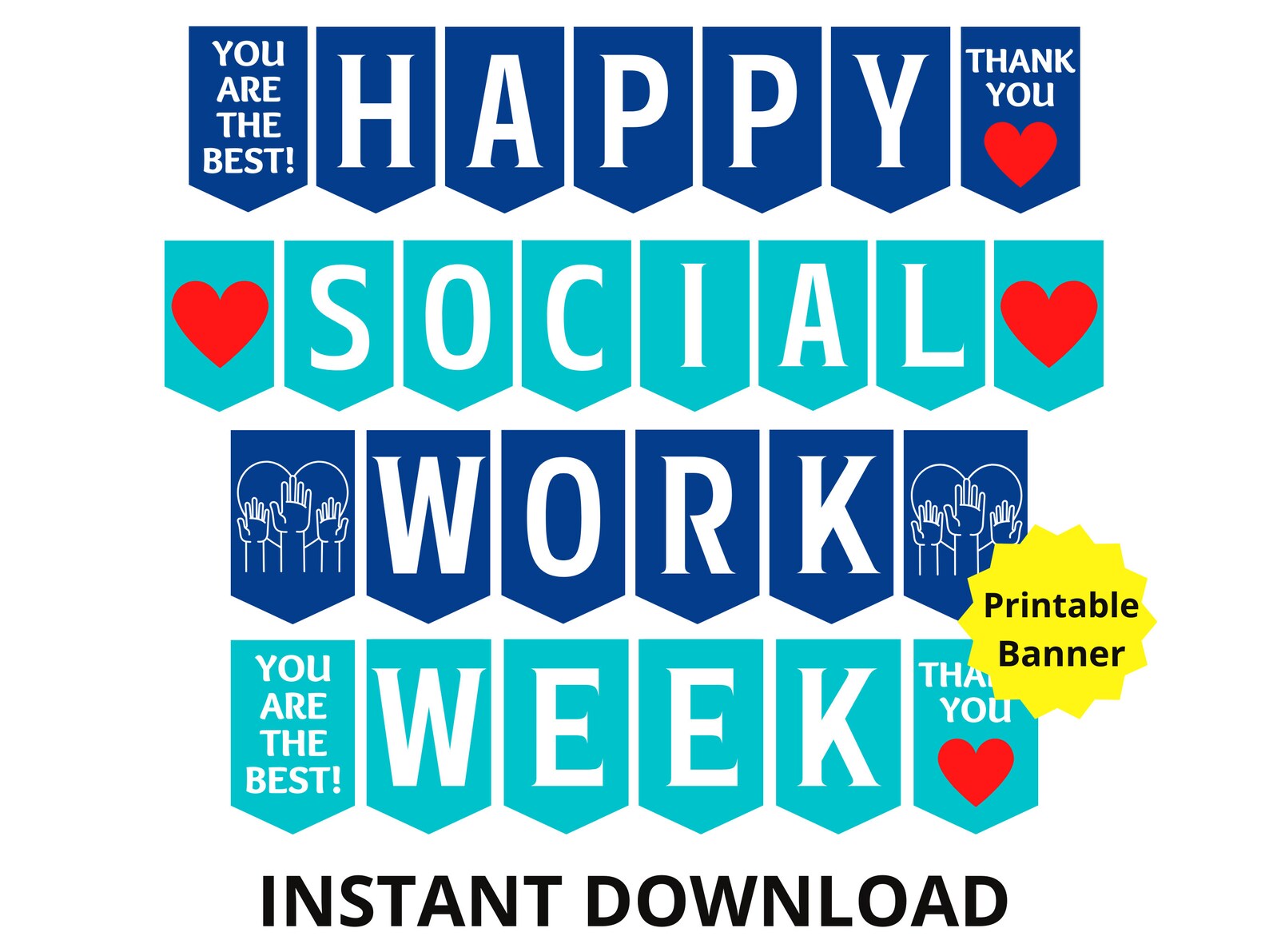 Social Work Week Printable Banner, Happy Social Work Week Sign, Social ...