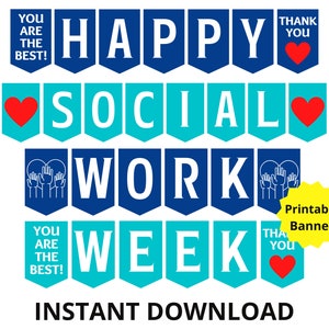 Social Work Week Printable Banner, Happy Social Work Week Sign, Social ...